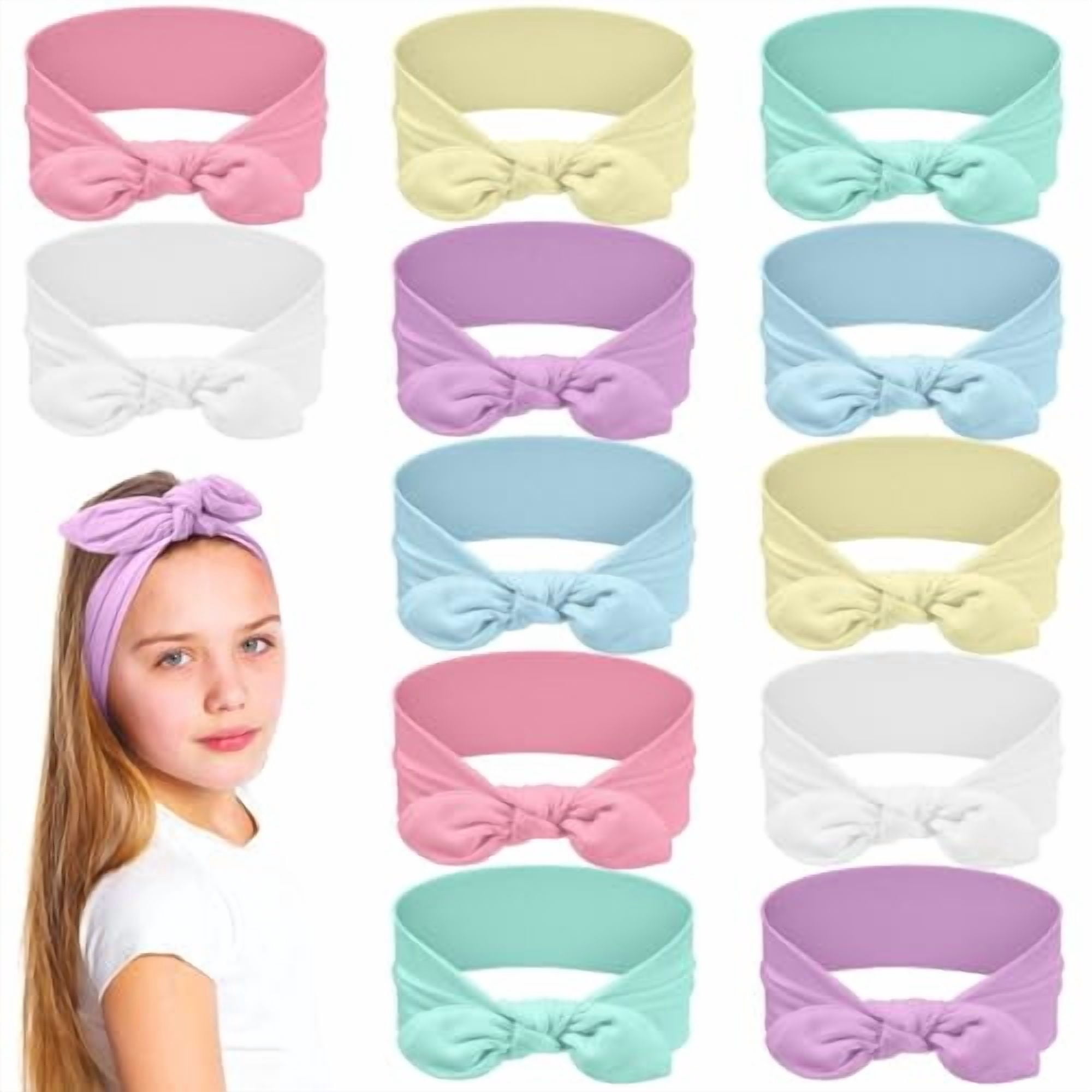 12 Pack Polyester Cloth Headbands for Girls Removable Colorful Rabbit ...