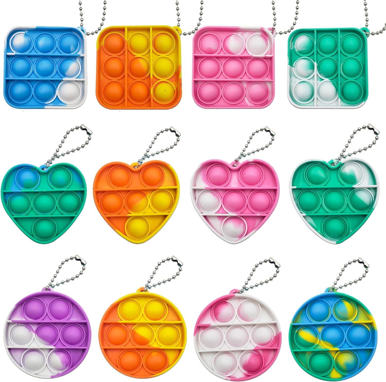 12 Pack Pop Fidget Toy Set, Silicone Shape Squeeze Toy for Kids ADHD ...