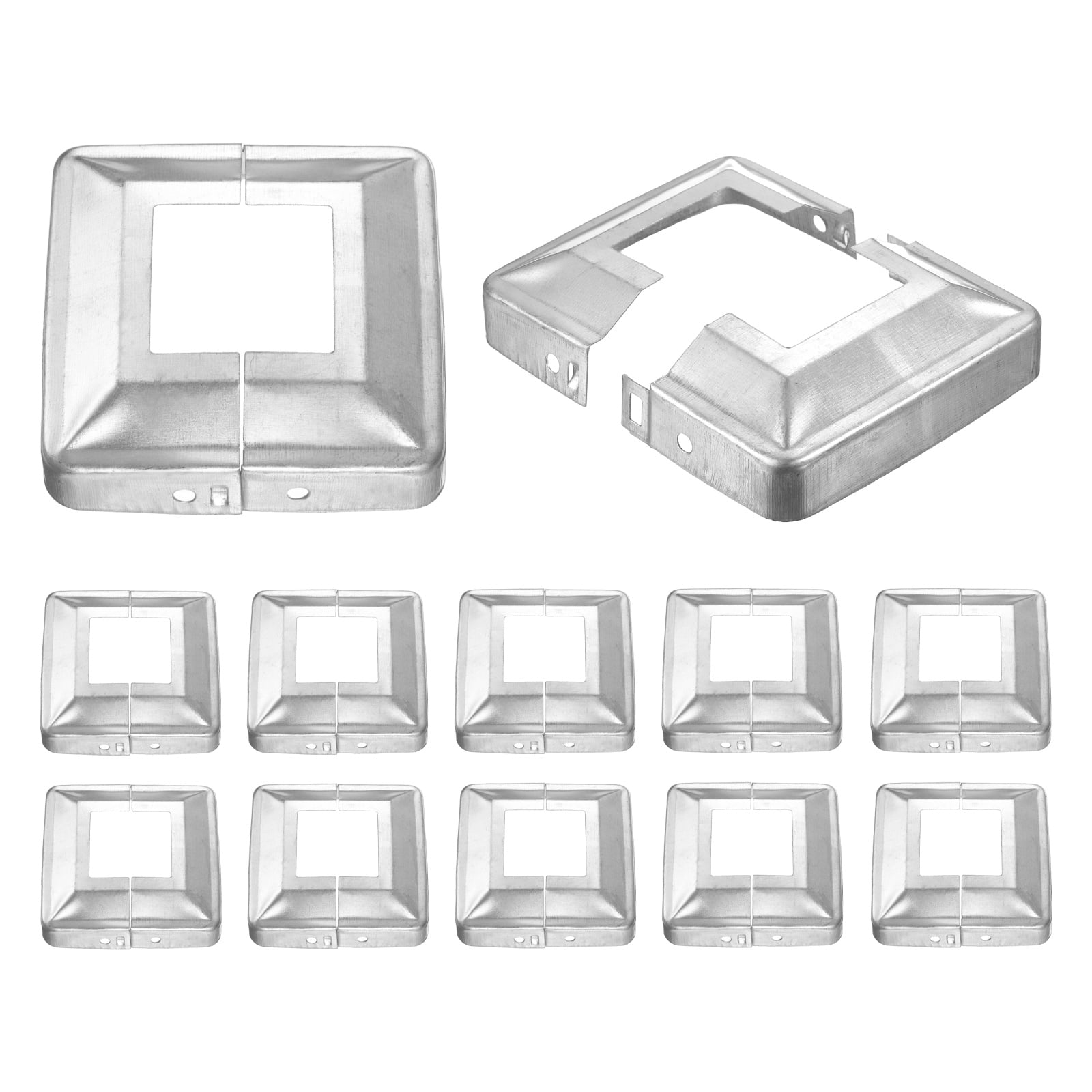12 Pack Post Base Cover, 3.75x3.75 (Internal Size 1.6x1.6) Metal Split ...
