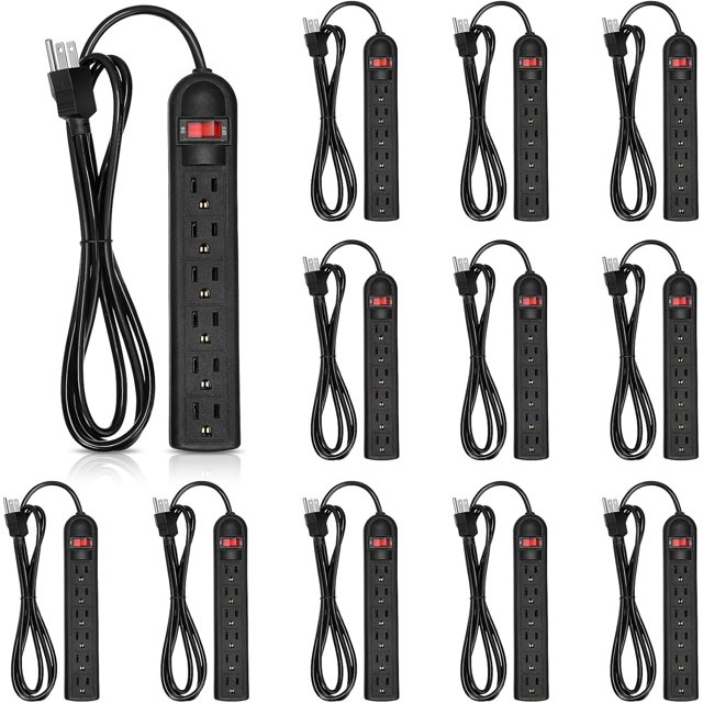 12 Pack Power Strip Bulk 6 Outlet Surge Protector Power Cord Strip 6 ft ...