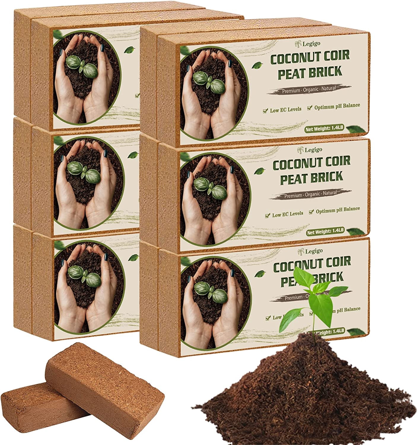 12 Pack Premium Coco Coir Brick for Plants- 100% Organic Compressed ...