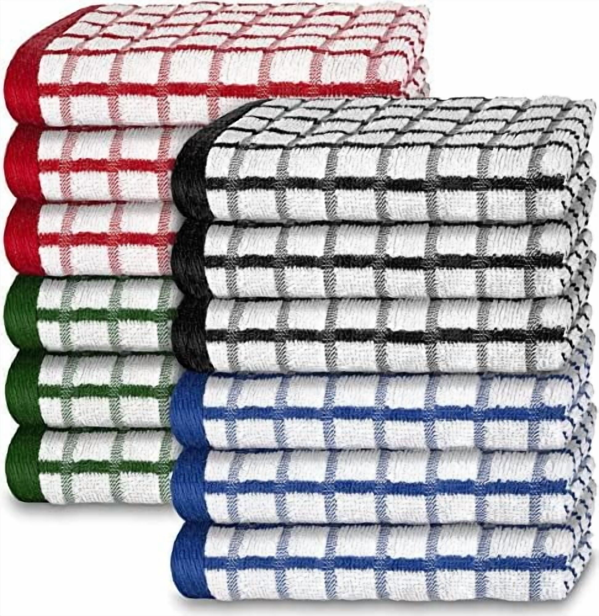 [12 Pack] Premium Dish Cloths for Kitchen - Heavy Duty Absorbent 100% ...