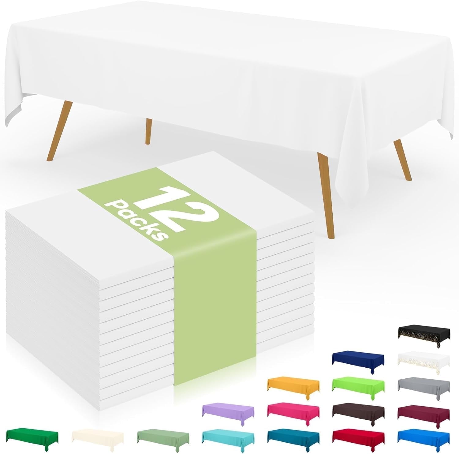 12 Pack 54”x 108”Plastic Table Cloth Disposable,Waterproof Table Cloths ...