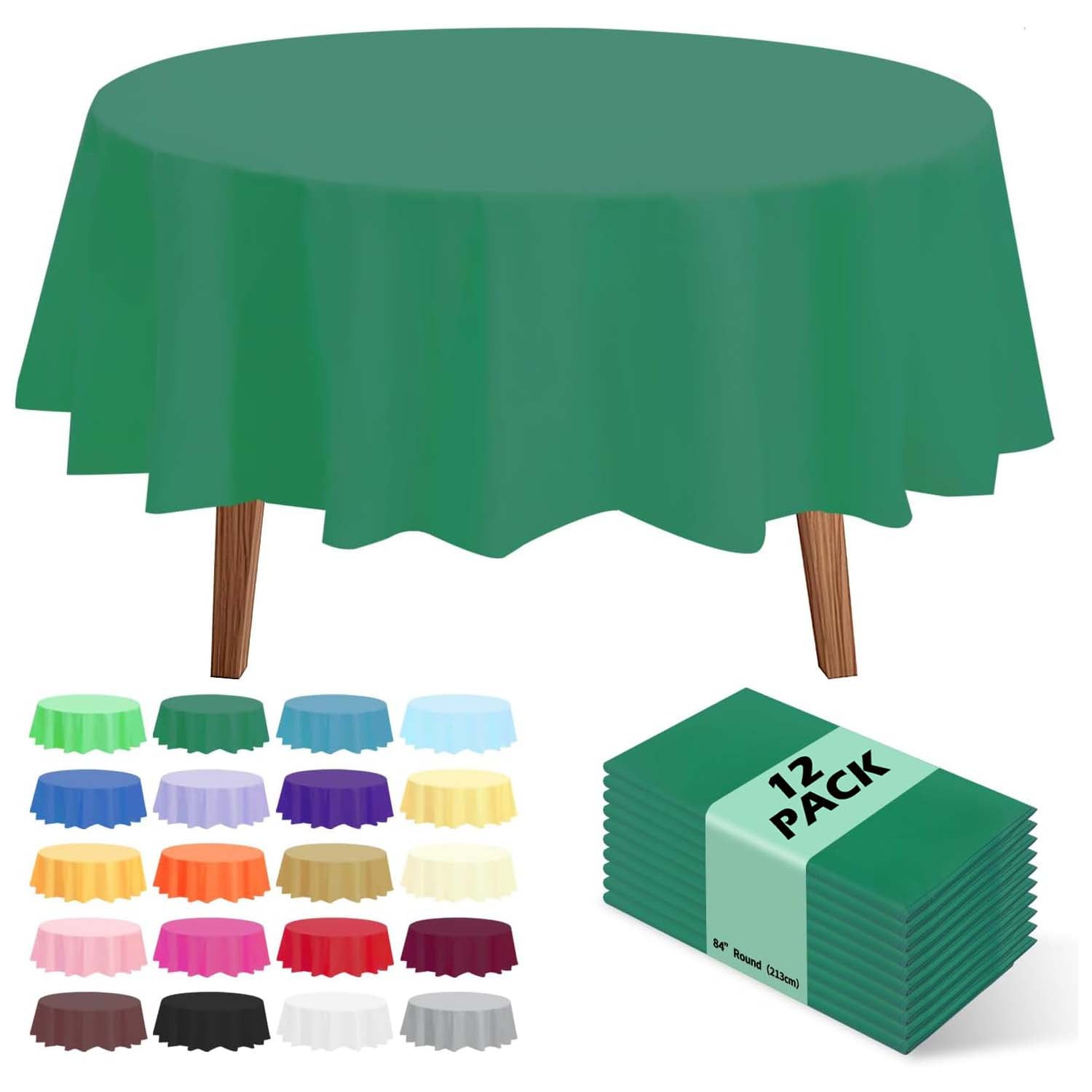 12 Pack Premium Disposable Plastic Tablecloth 84