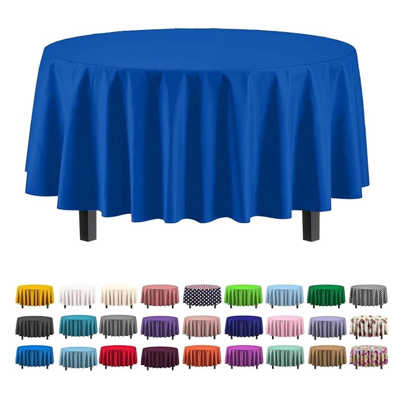 12-Pack Premium Plastic 84-Inch Round Tablecloth - Dark Blue - Walmart.com
