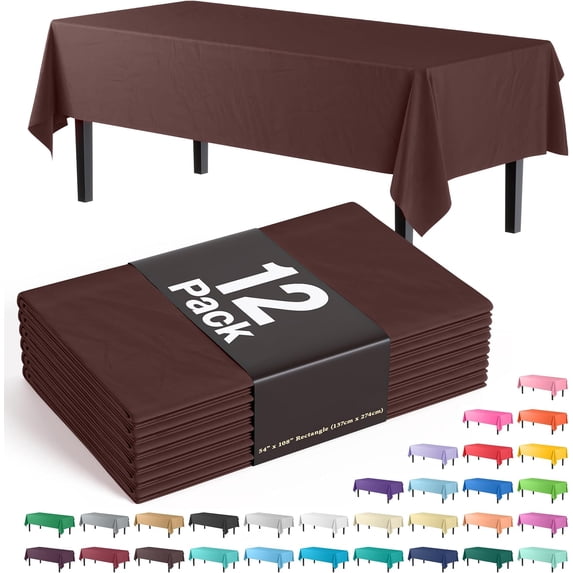 12-Pack Premium Plastic Tablecloths 54in x 108in Rectangle Table Covers ...