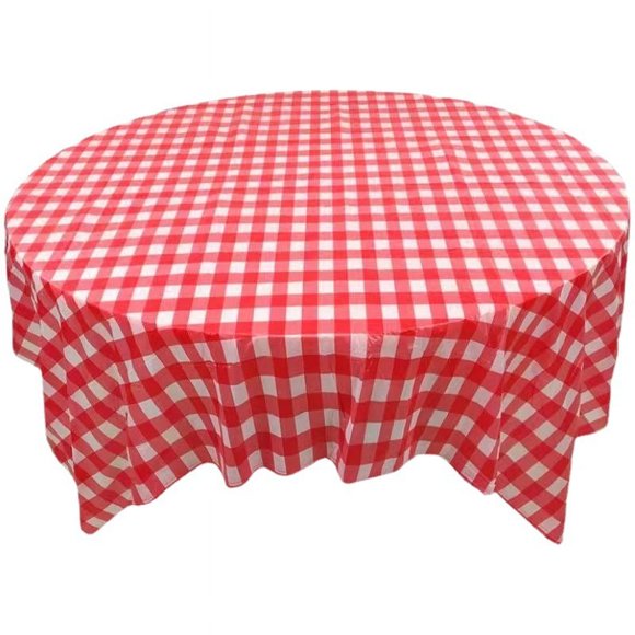 Plastic Red And White Checkered Tablecloth