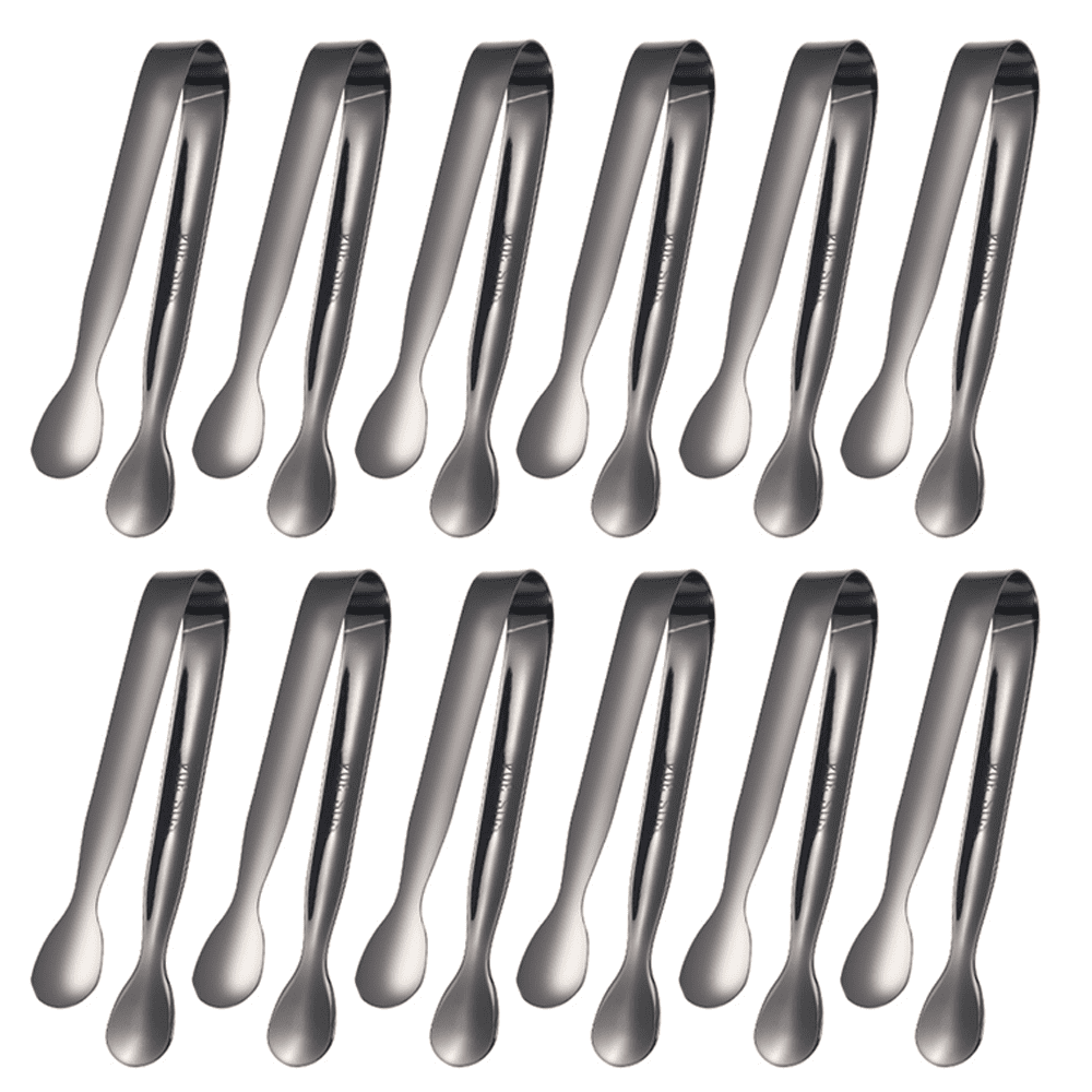 12 Pack Premium Small Serving Tongs, Mini Stainless Steel Appetizer ...