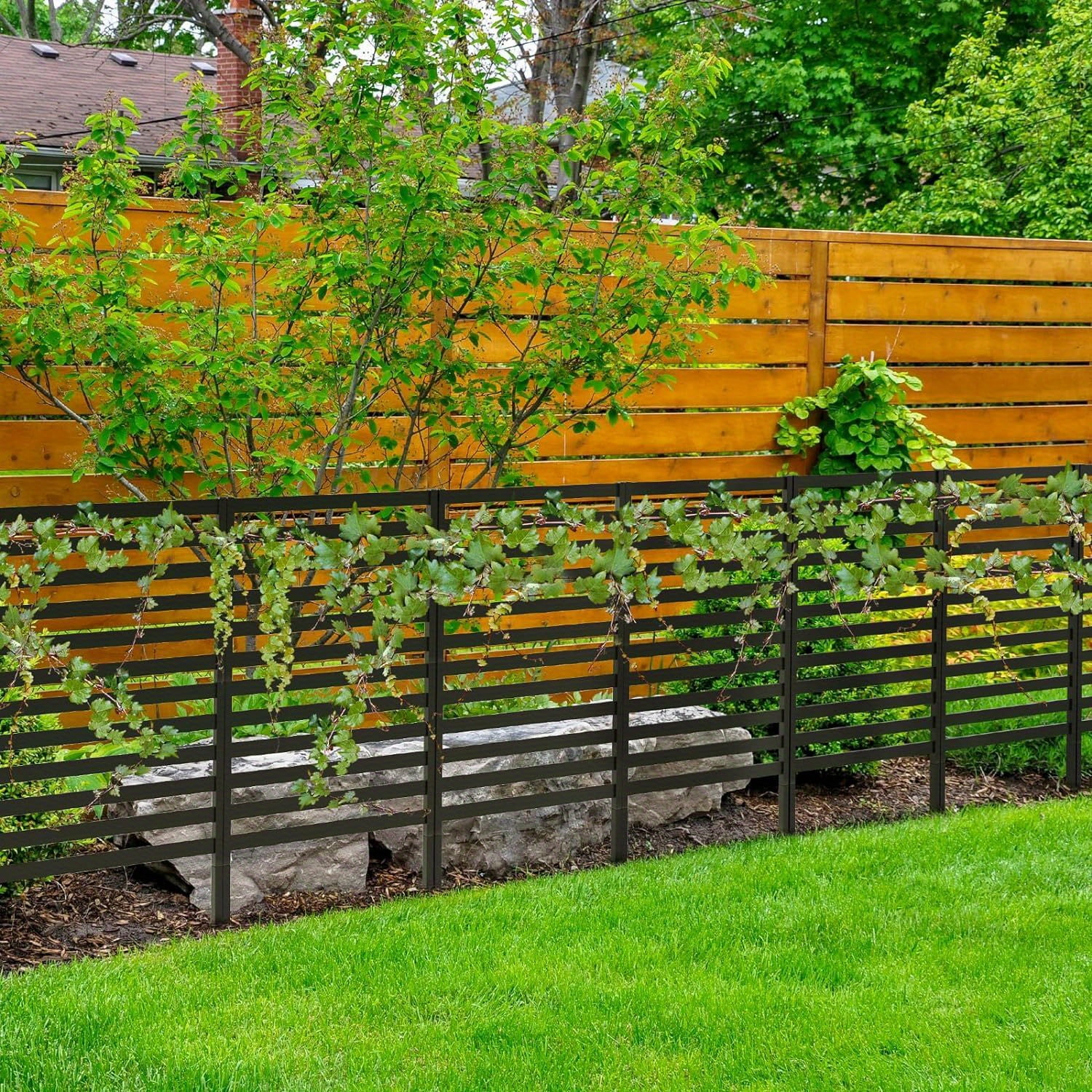 12 Pack Privacy Fence Panels - Heavy Duty Metal 23.2in H x 15.5ft L for ...