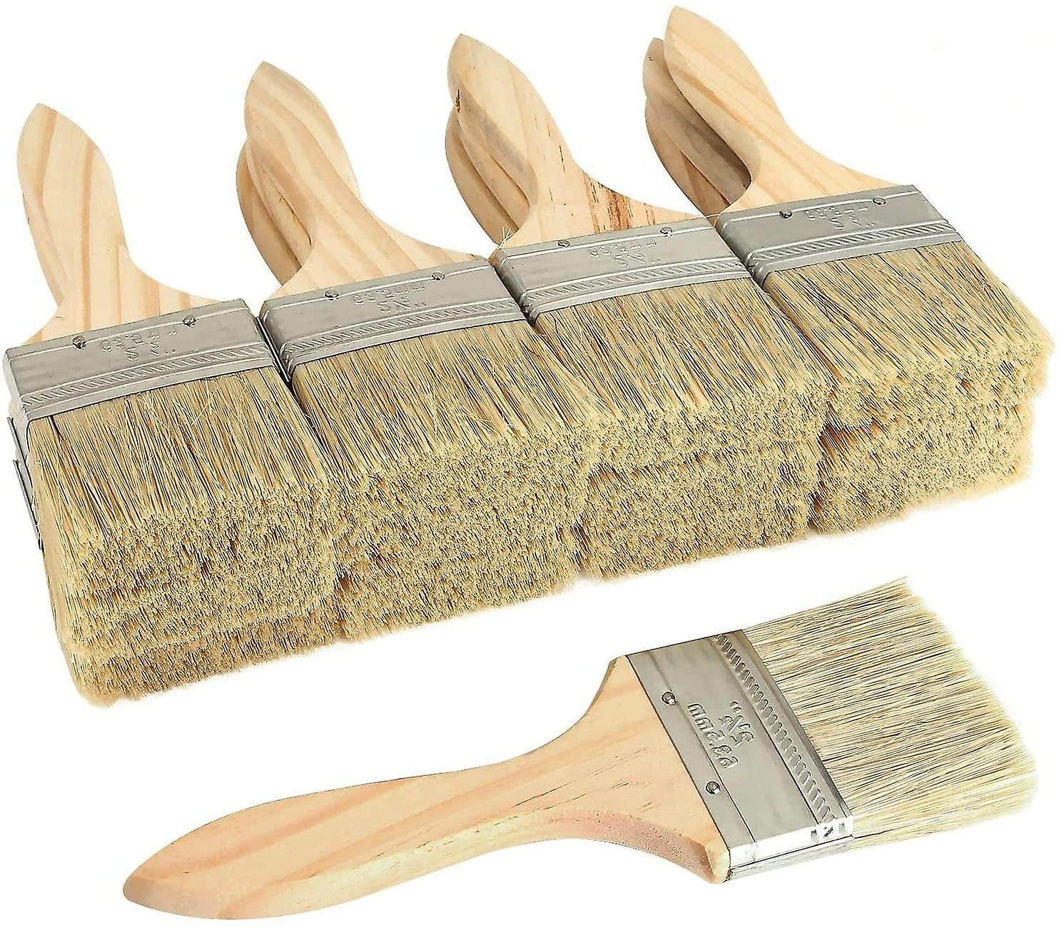 12 Pack Professional Paint Brushes, Flat Paint Brushes with Wooden ...
