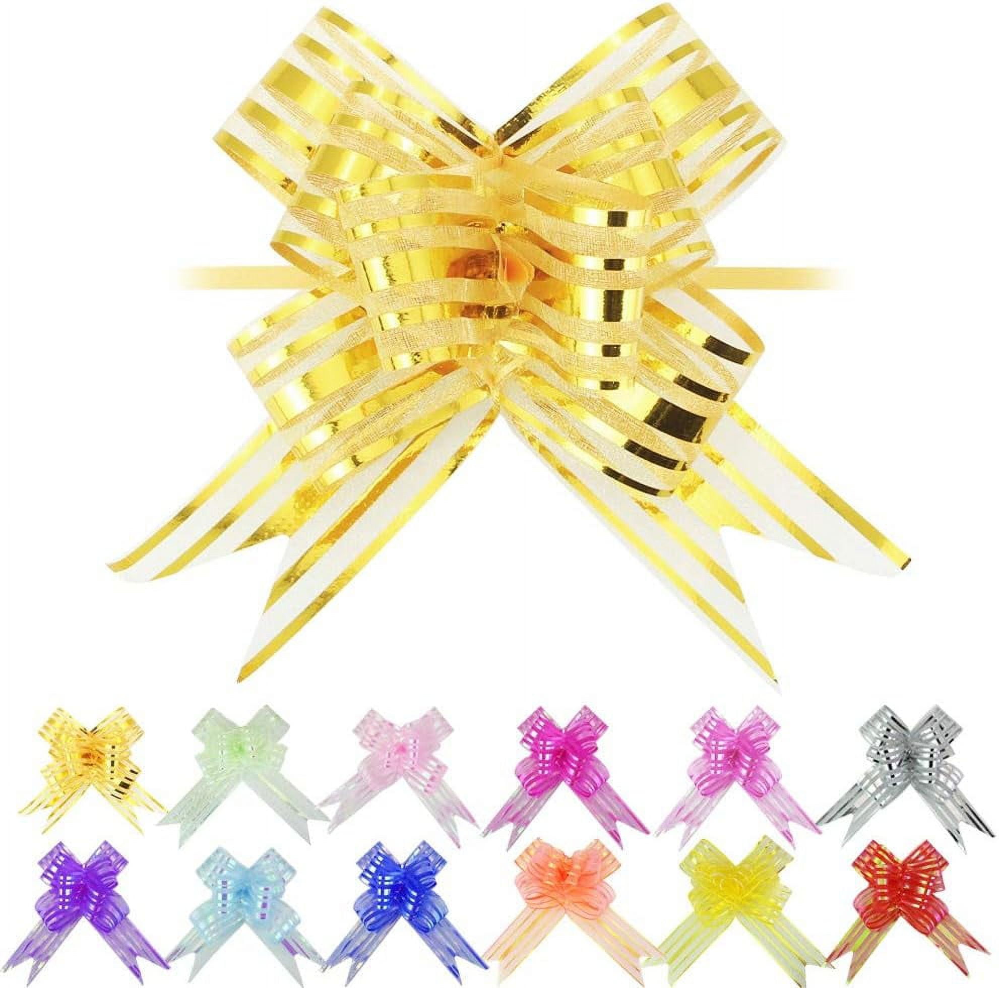 12 Pack Pull Bows 50mm Large Ribbon Bows Organza Pull Bows Gift ...