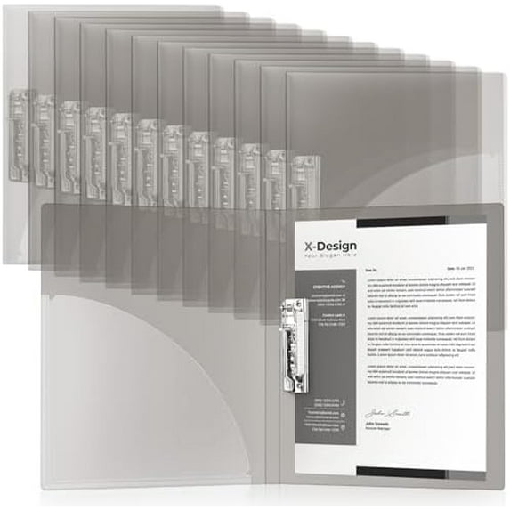 12 Pack Punchless Clamp Binder Folder 8.5 x 11 Inch Ringless Binder ...