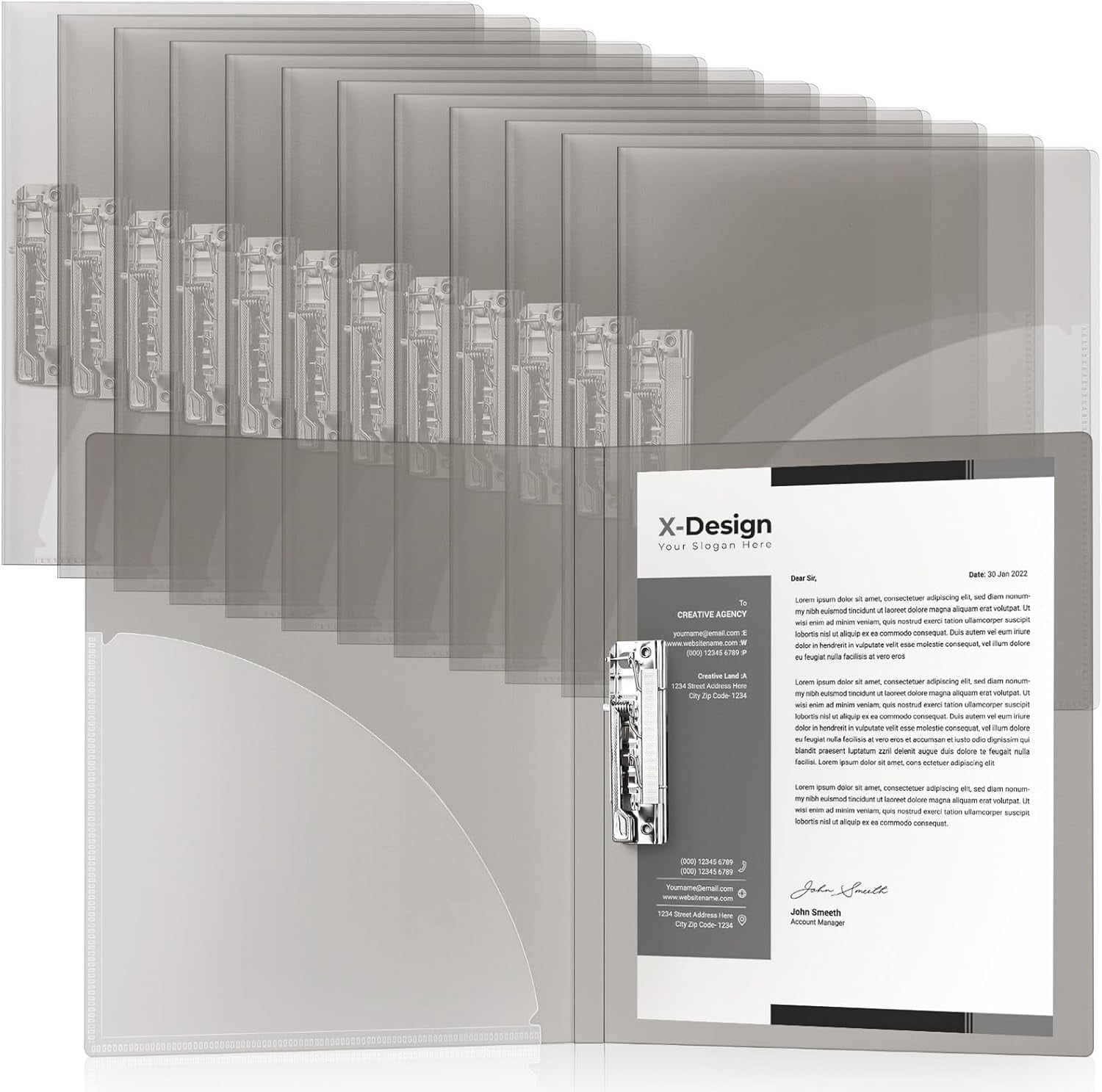 12 Pack Punchless Clamp Binder Folder 8.5 x 11 Inch Ringless Holds with ...