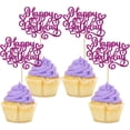 12 Pack Purple Glitter "Happy Birthday" Cupcake Toppers, Party Picks ...