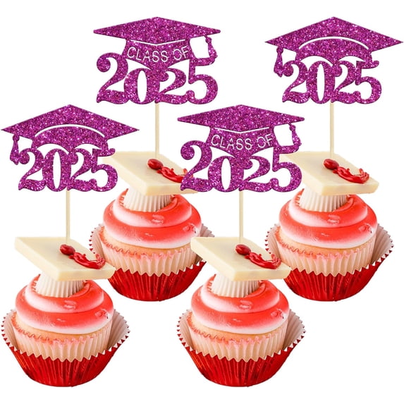 12 Pack Purplr Glitter 2025 Graduation Cupcake Toppers, Class of 2025 ...
