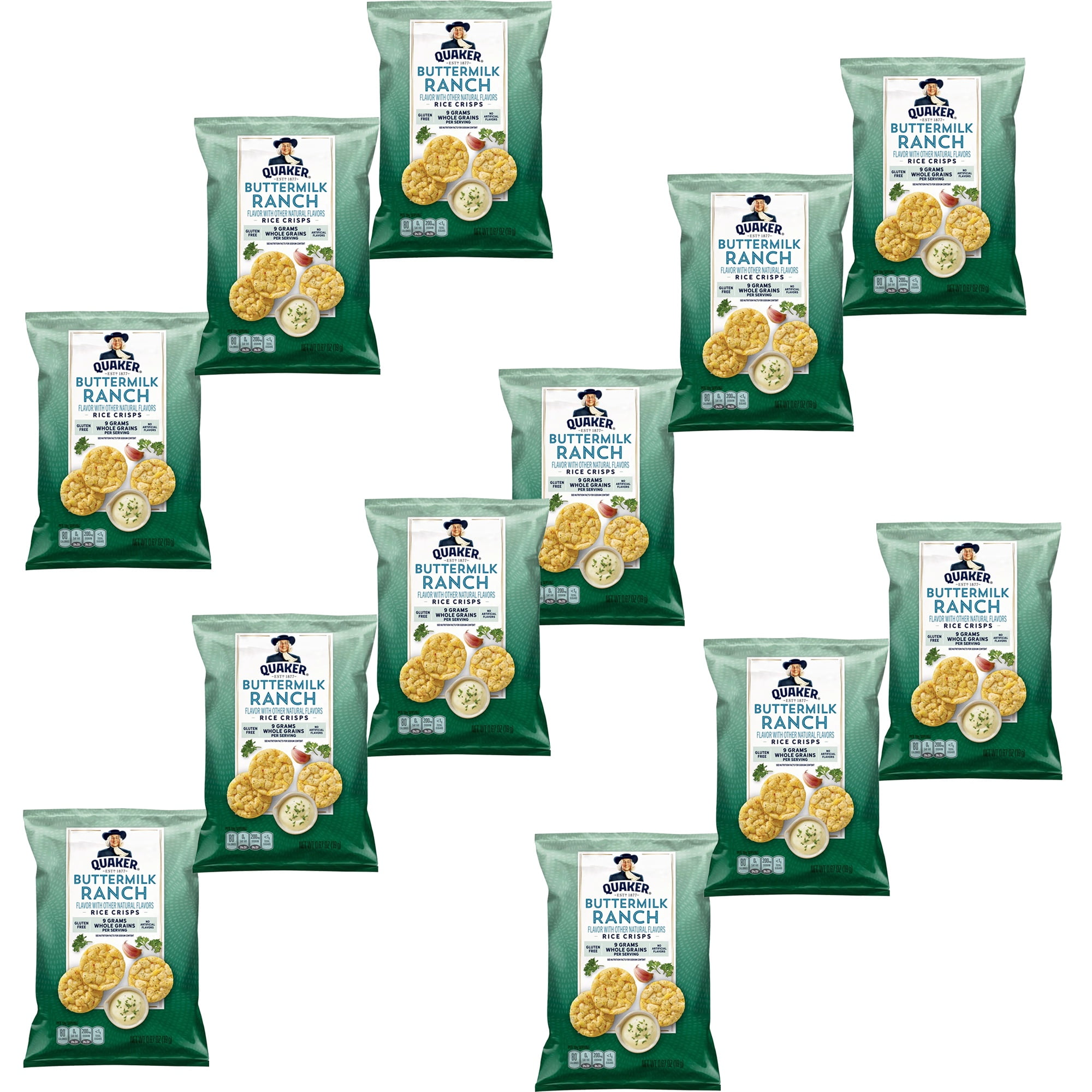 12 Pack Quaker Rice Buttermilk Ranch Crisps, Gluten Free, 0.67 Ounces ...