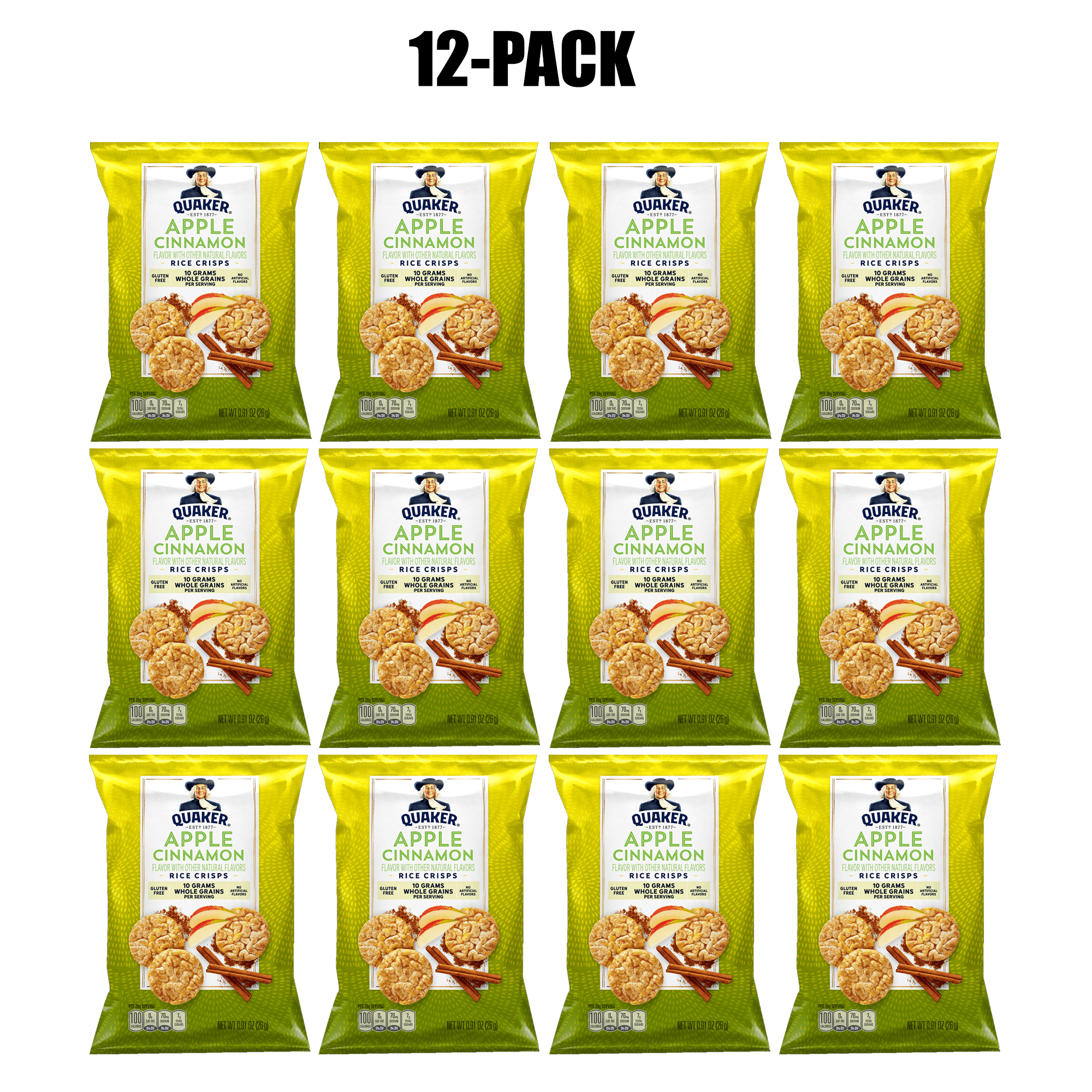 12 Pack Quaker Rice Crisps with Apple Cinnamon Flavour, Gluten Free ...