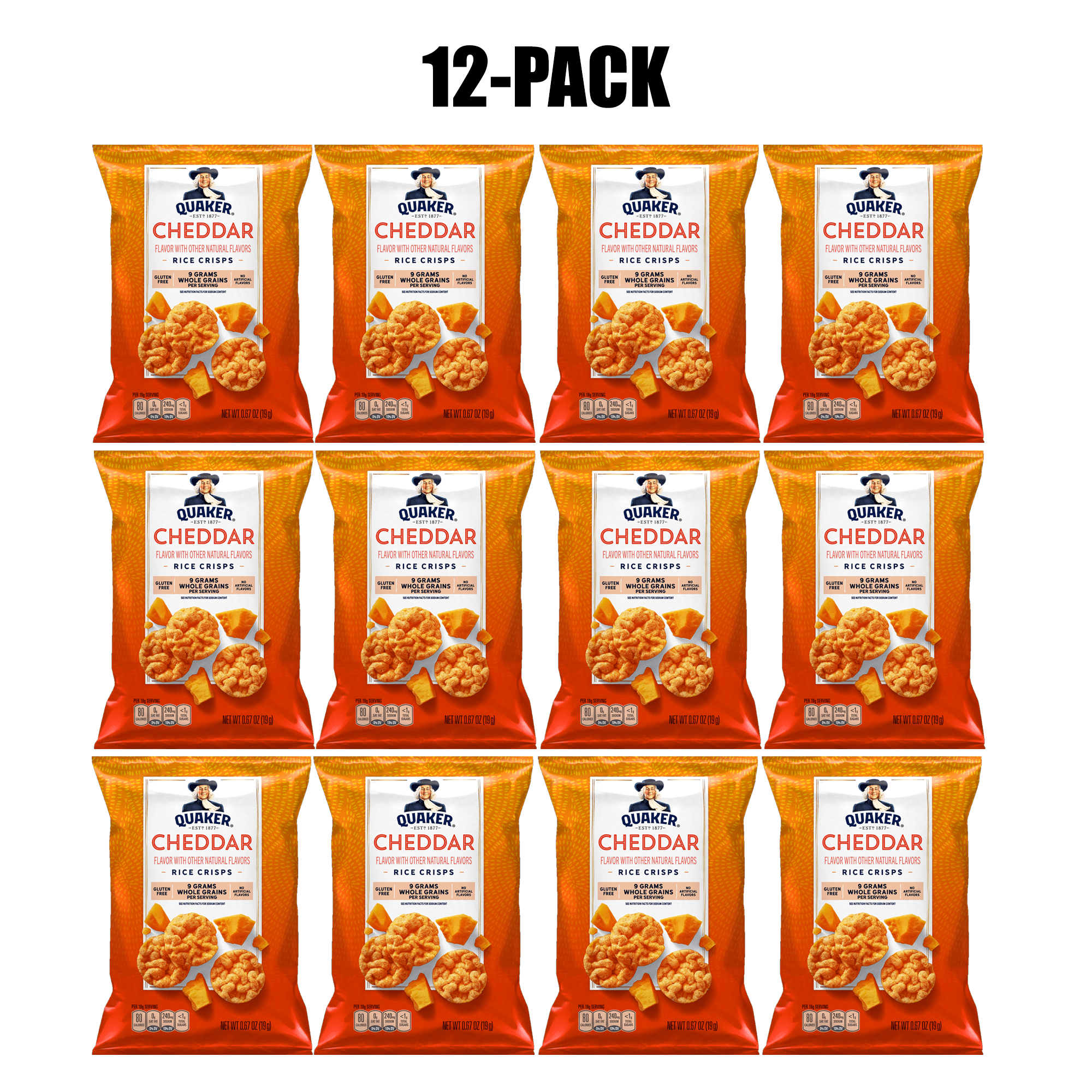 12 Pack Quaker Rice Crisps with Cheddar Flavour, Gluten Free Snacks, 0. ...