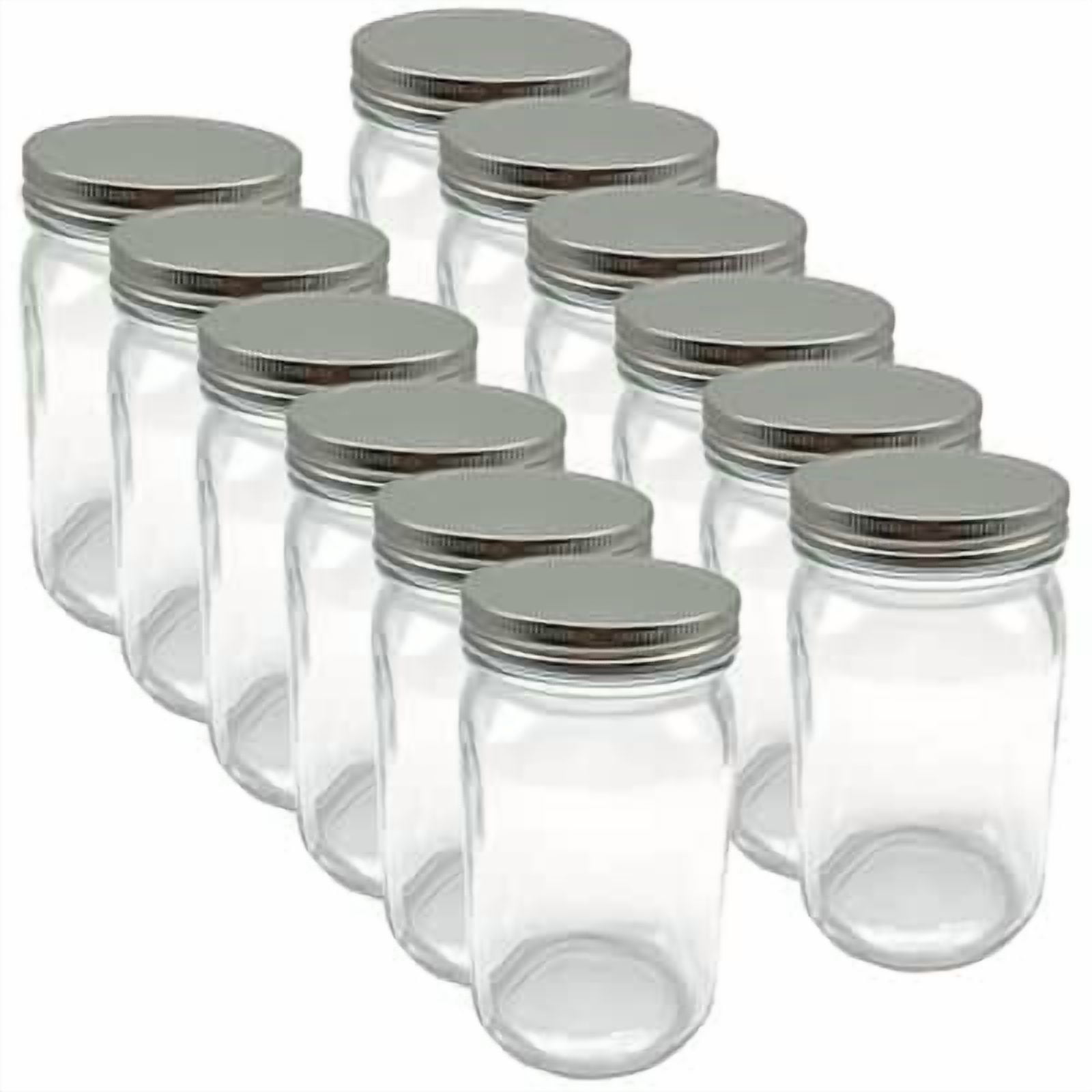 "Ashland Quart Size Wide Mouth Glass Jars with Lids, 12 Pack, 3.6"" x 6 ...