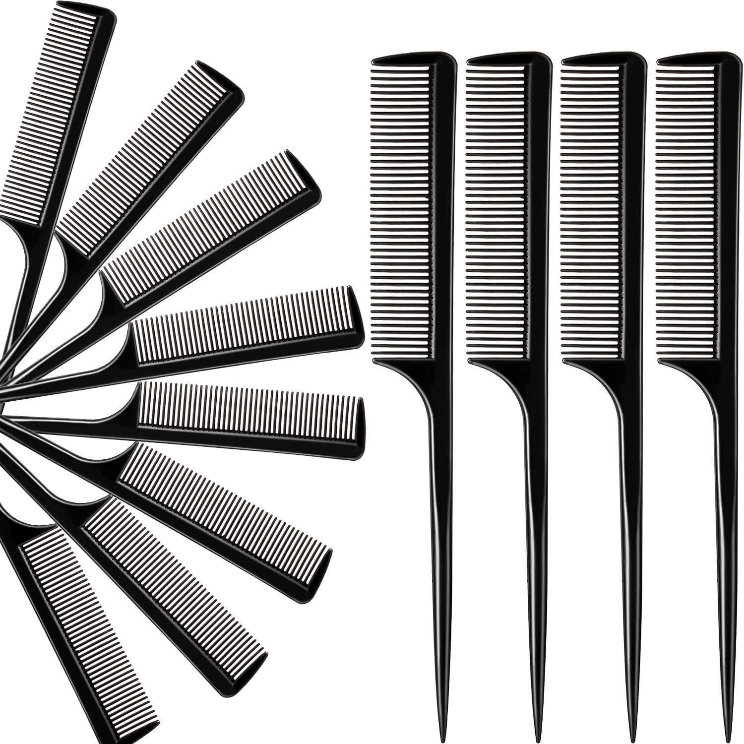 12 Pack Rat Tail Comb Styling Comb Plastic Anti Static Heat Resistant ...