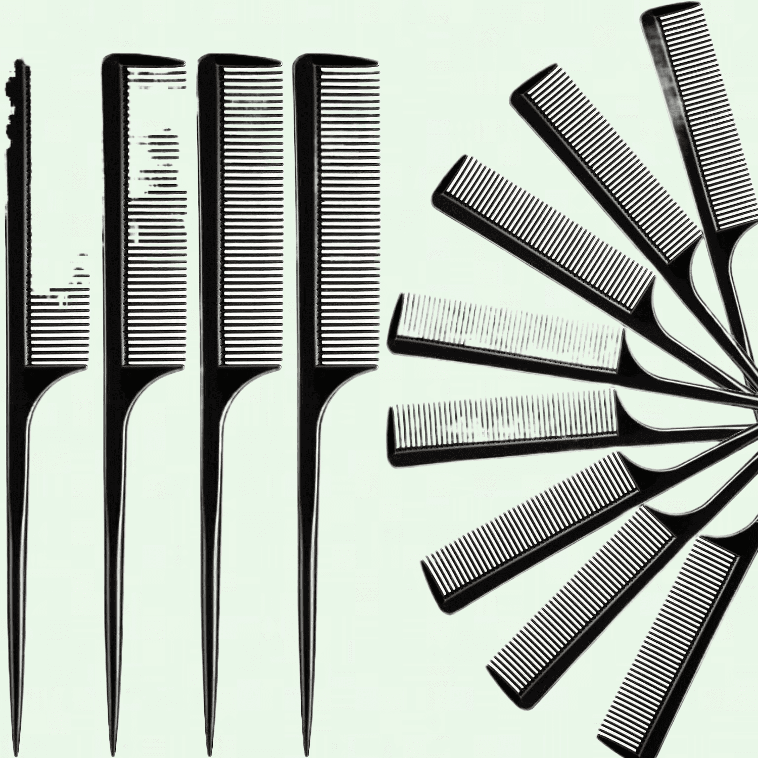 12 Pack Rat Tail Comb, Styling Comb with Fine and Wide Teeth, Heat ...