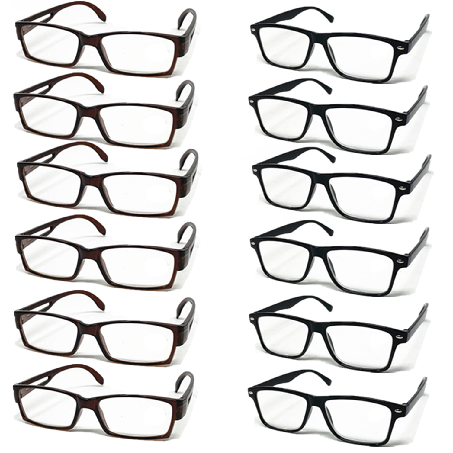 HomeNite 12 Pack Reading Glasses, Unisex +3.00 Strength, Square ...