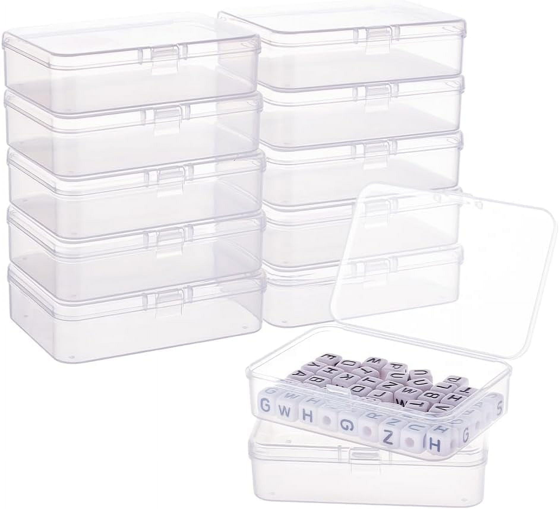 12 Pack Rectangle Clear Plastic Bead Storage Containers Box Case with ...