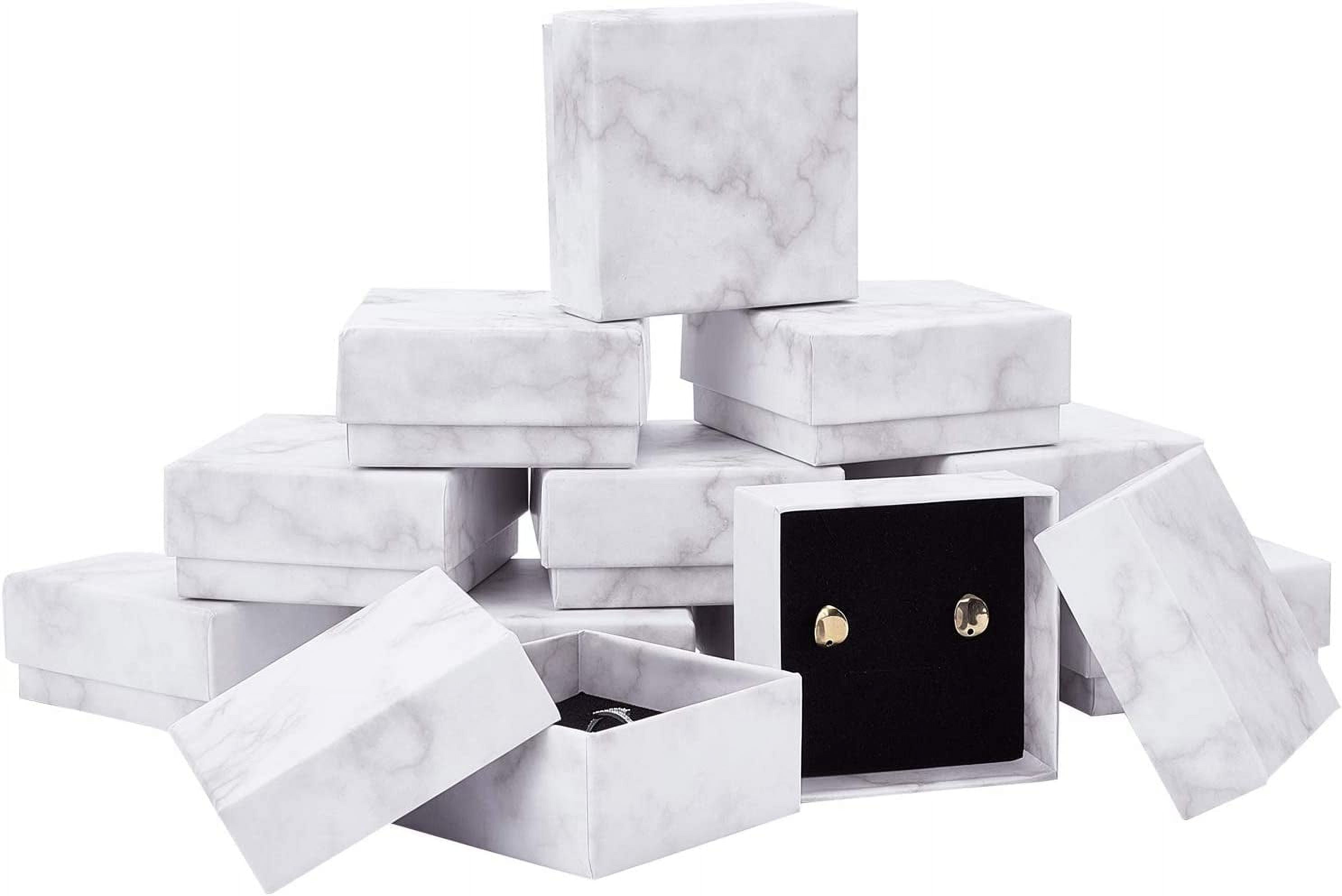 12 Pack Rectangle Kraft Jewelry Box 3x3x1.4 Inches Marble White ...