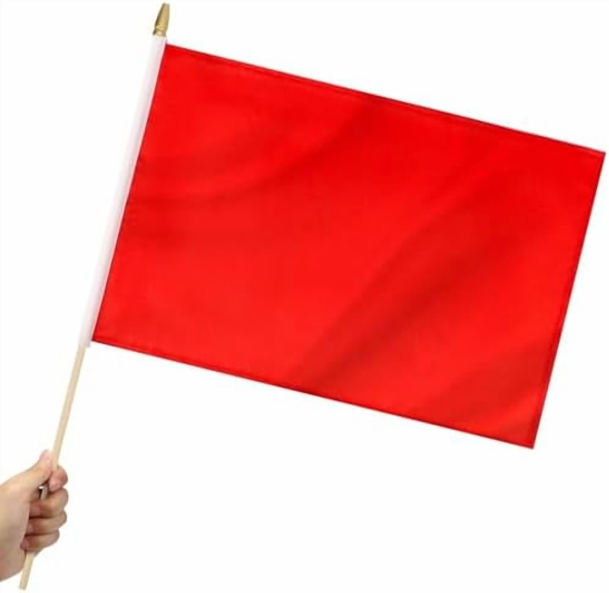 12 Pack Red Stick Flags Small 12x18 Inch Hand Held Flags with 24 Inch ...