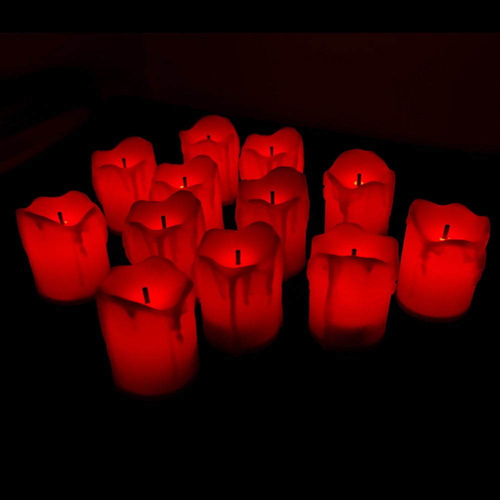 12 Pack Red Tea Light Candles,LED Tea lights,Flameless Votives ...