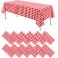 12 Pack Red and White Plastic Checkered Tablecloth, Premium Decorative ...