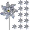 12 Pack Reflective Pinwheels Extra Sparkly Pinwheel for Garden Decor ...