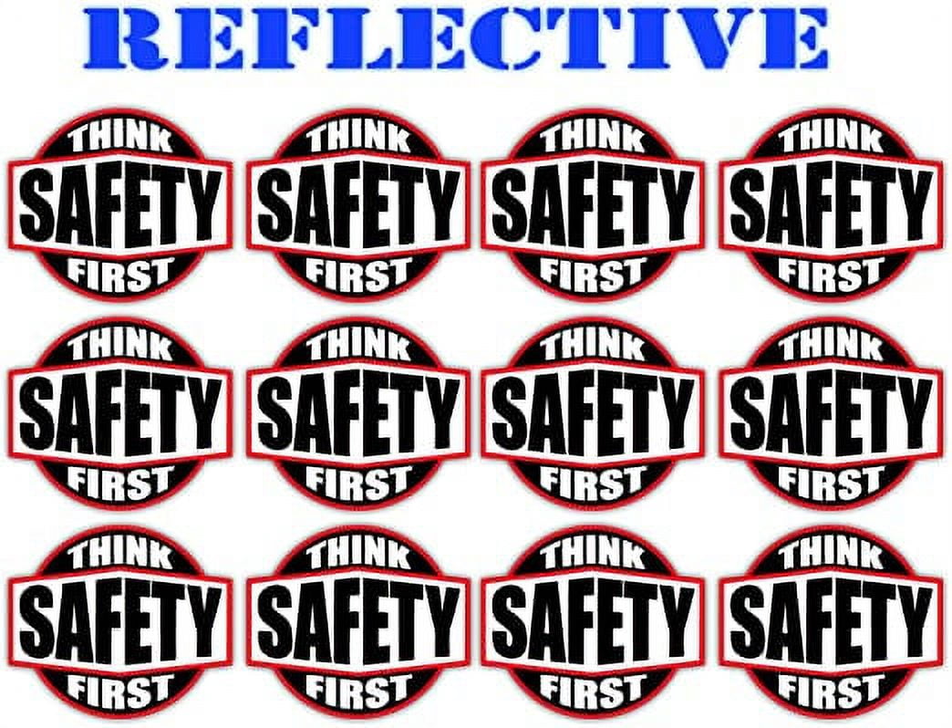 12 Pack | Reflective Think Safety First Hard Hat Stickers | Motorcycle ...