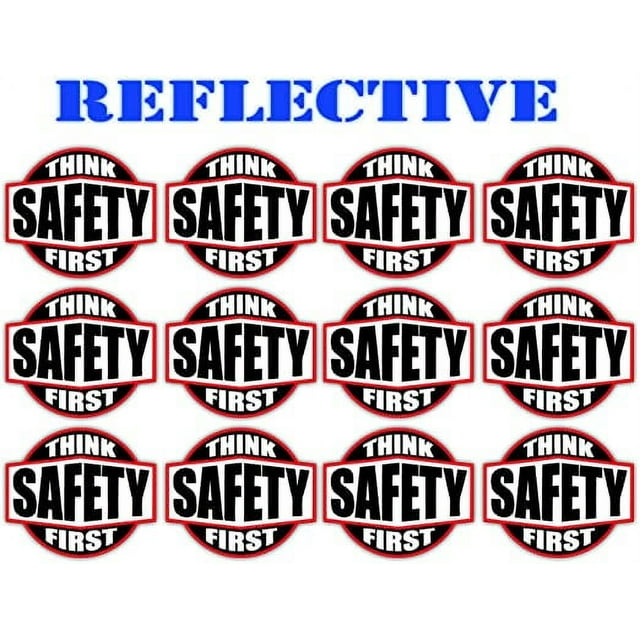 12 Pack | Reflective Think Safety First Hard Hat Stickers | Motorcycle ...