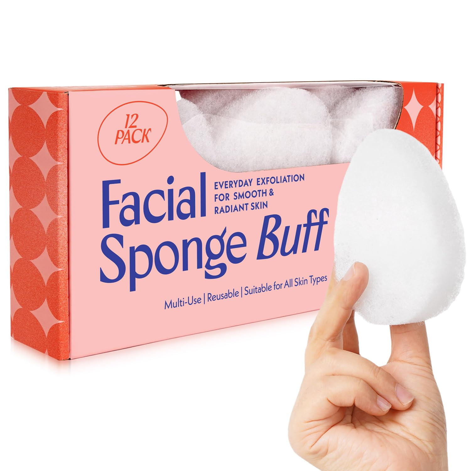 [12 Pack] Regular Exfoliating TMA2 Facial Sponge for Face - Daily ...