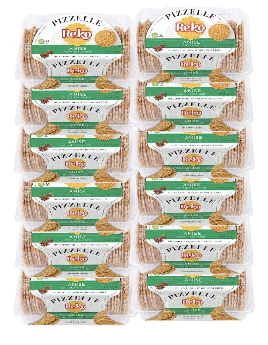 12 Pack - Reko Anise Pizzelle Authentic Italian Style Waffle Cookie, 7 ...