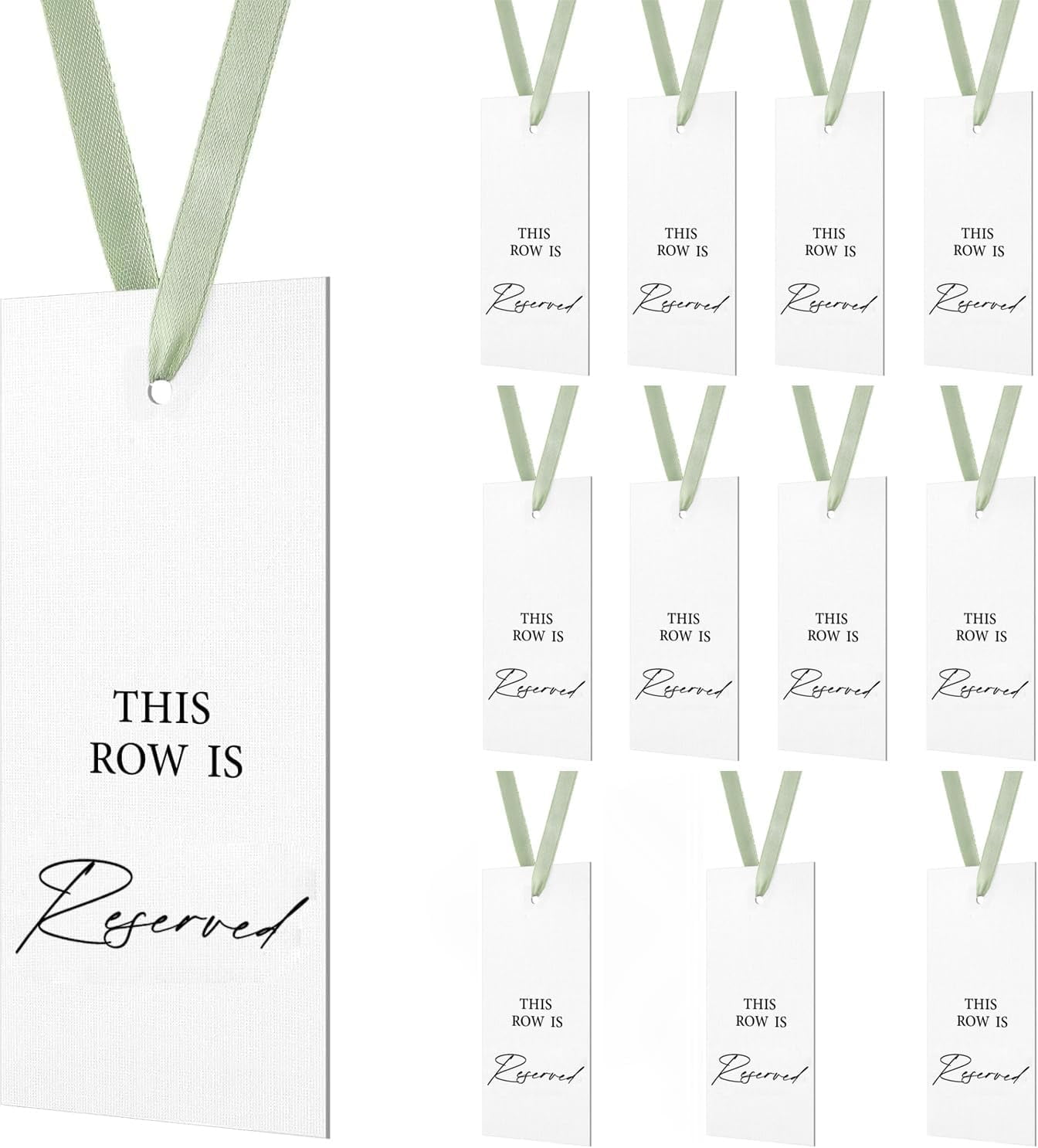 12 Pack Reserved Seating Signs for Wedding Chairs Ribbon This Row is ...