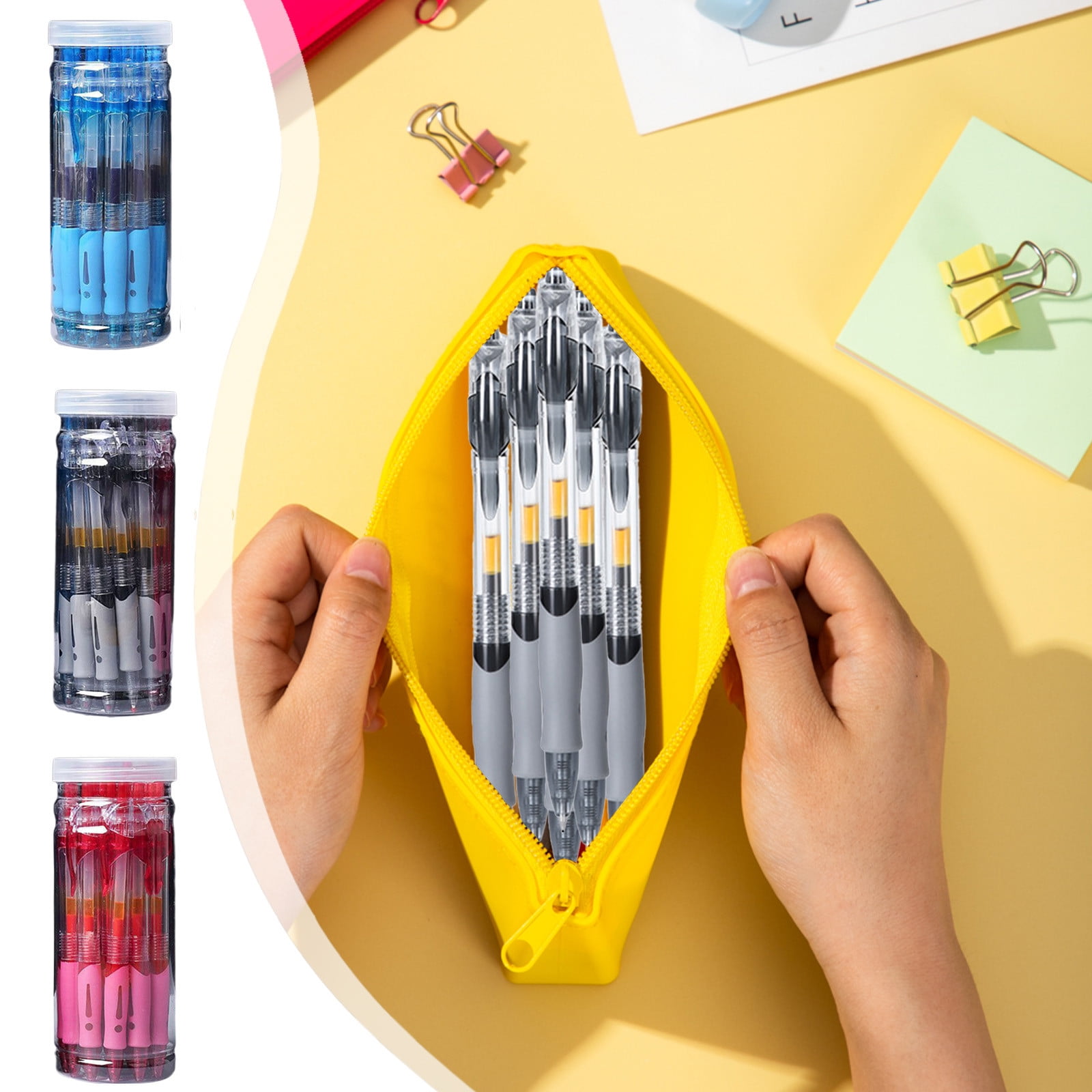 12 Pack Retractable Ballpoint Pens Black Smooth Writing 1.0mm Tip ...