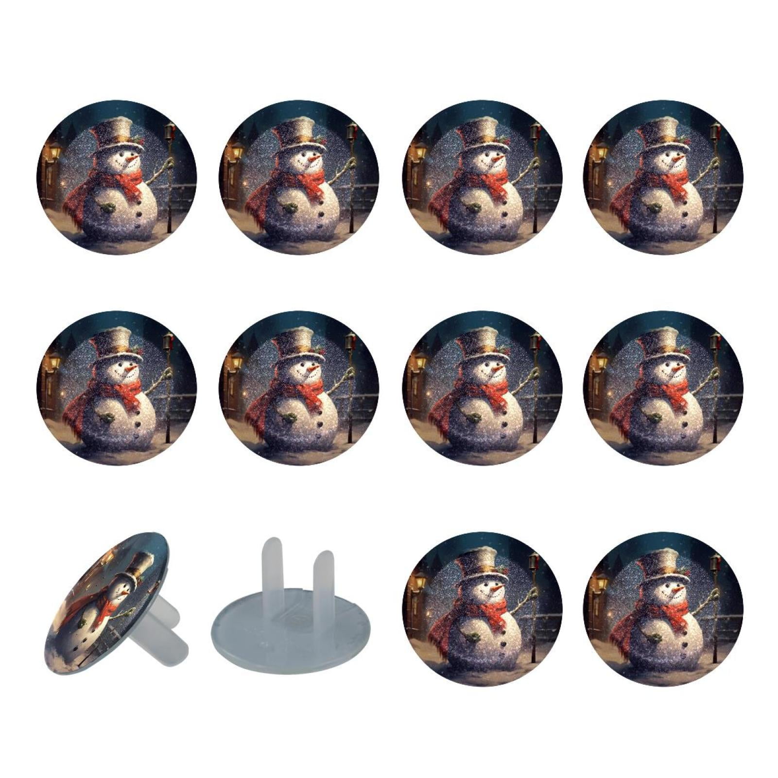 12 Pack Retro Christmas Snowman Outlet Covers Baby Proofing Socket ...