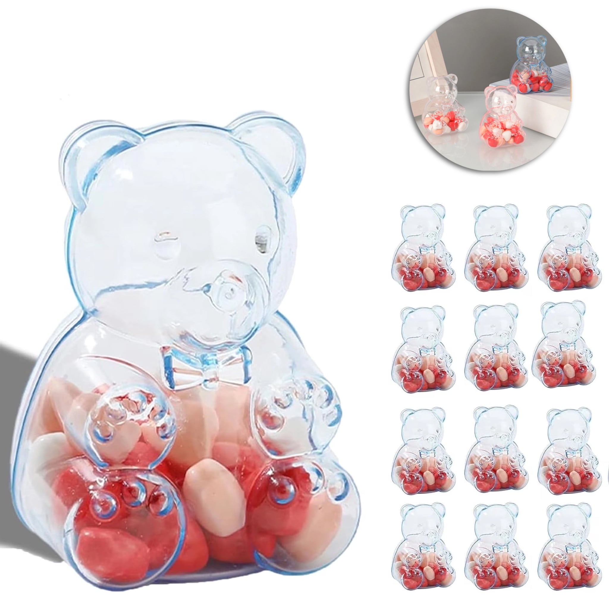 12 Pack Reusable Gummy Bear Storage Boxes, Large Clear Plastic Candy ...