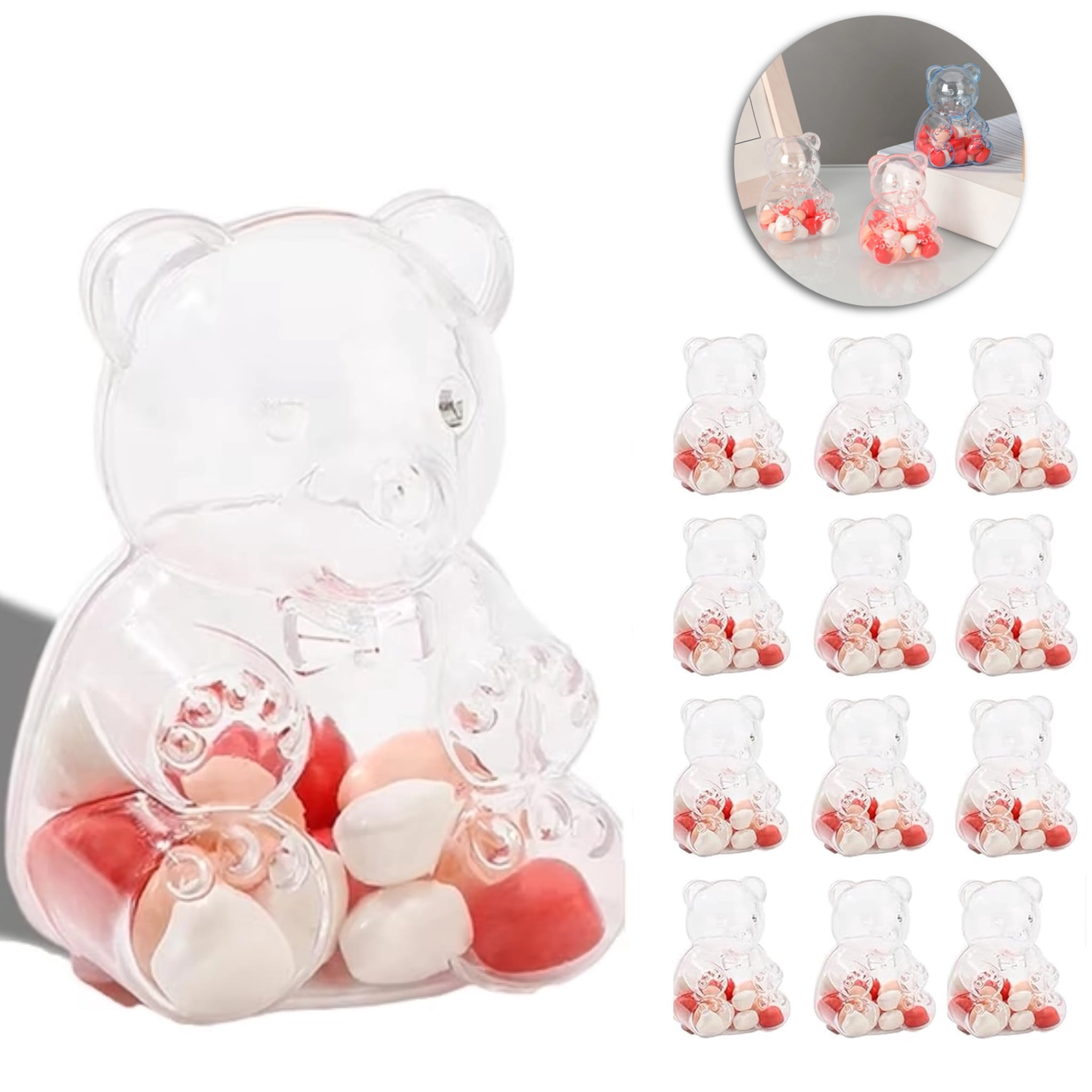 12 Pack Reusable Gummy Bear Storage Boxes, Large Clear Plastic Candy ...