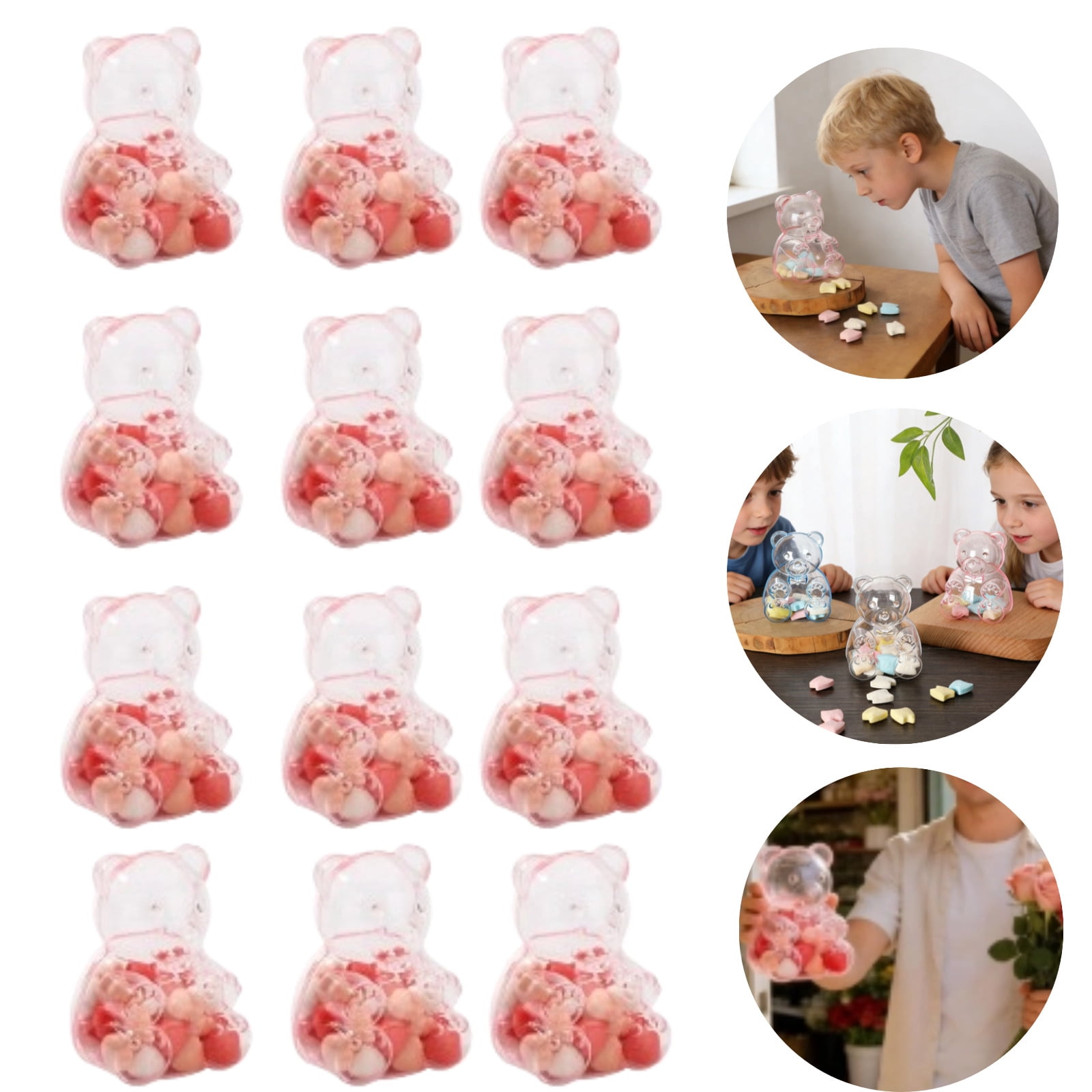 12 Pack Reusable Gummy Bear Storage Boxes, Large Clear Plastic Candy ...