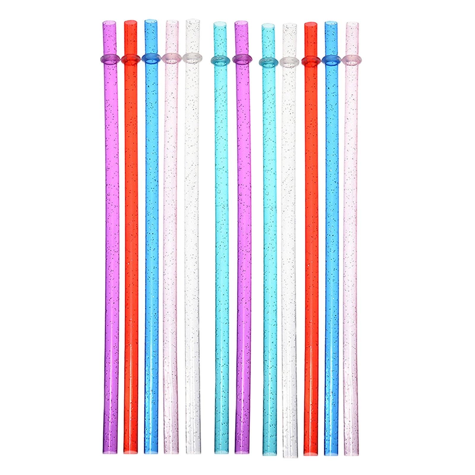 12-Pack Reusable Hard Plastic Drinking Straws with Stopper Rings ...