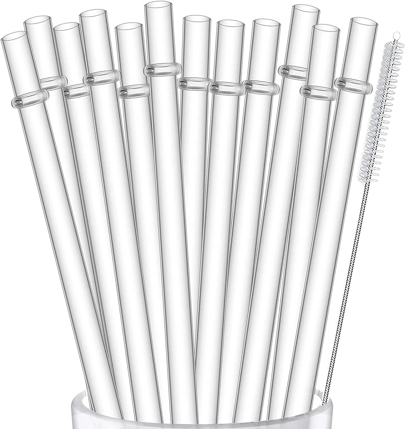 12-Pack Reusable Plastic Clear Straws, 13 Inch Extra Long Tumbler ...