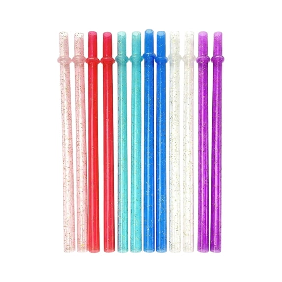 12 Pack Reusable Plastic Drinking Straws, Washable Straw Set for Home ...