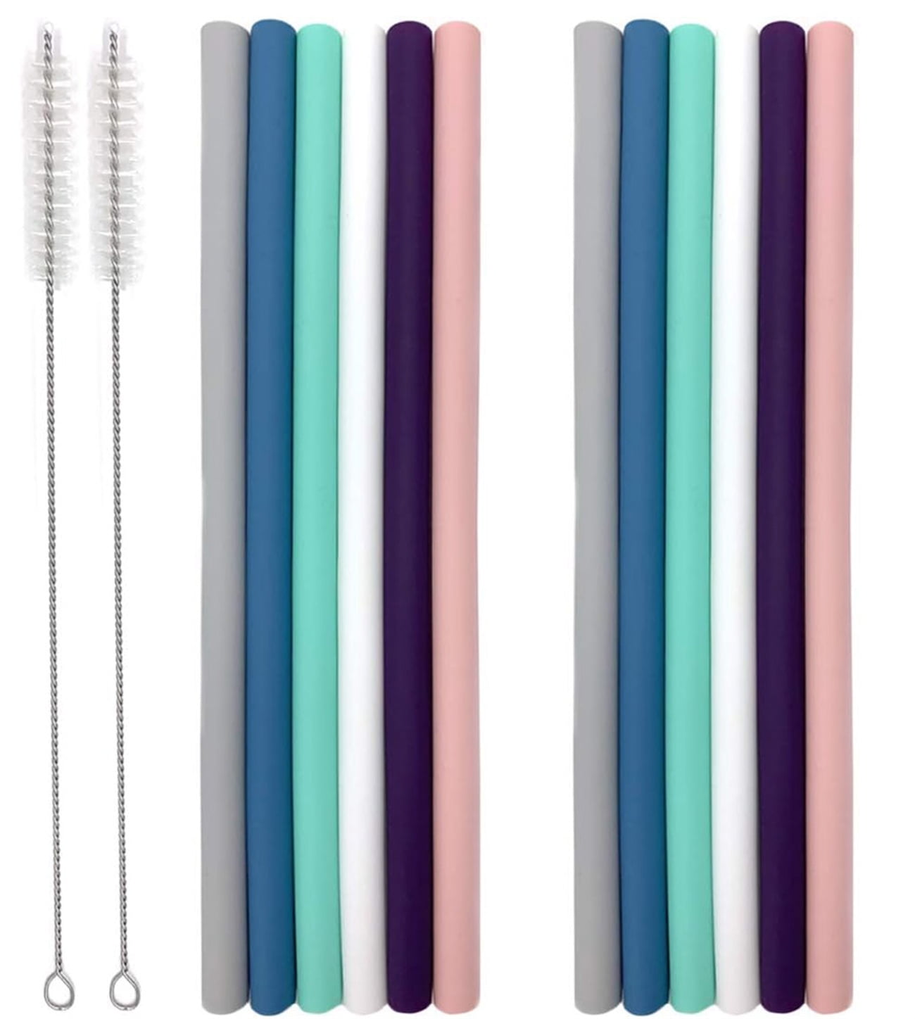 12-Pack Reusable Silicone Straws,Bexikou Large Silicone Boba Straws,9 ...