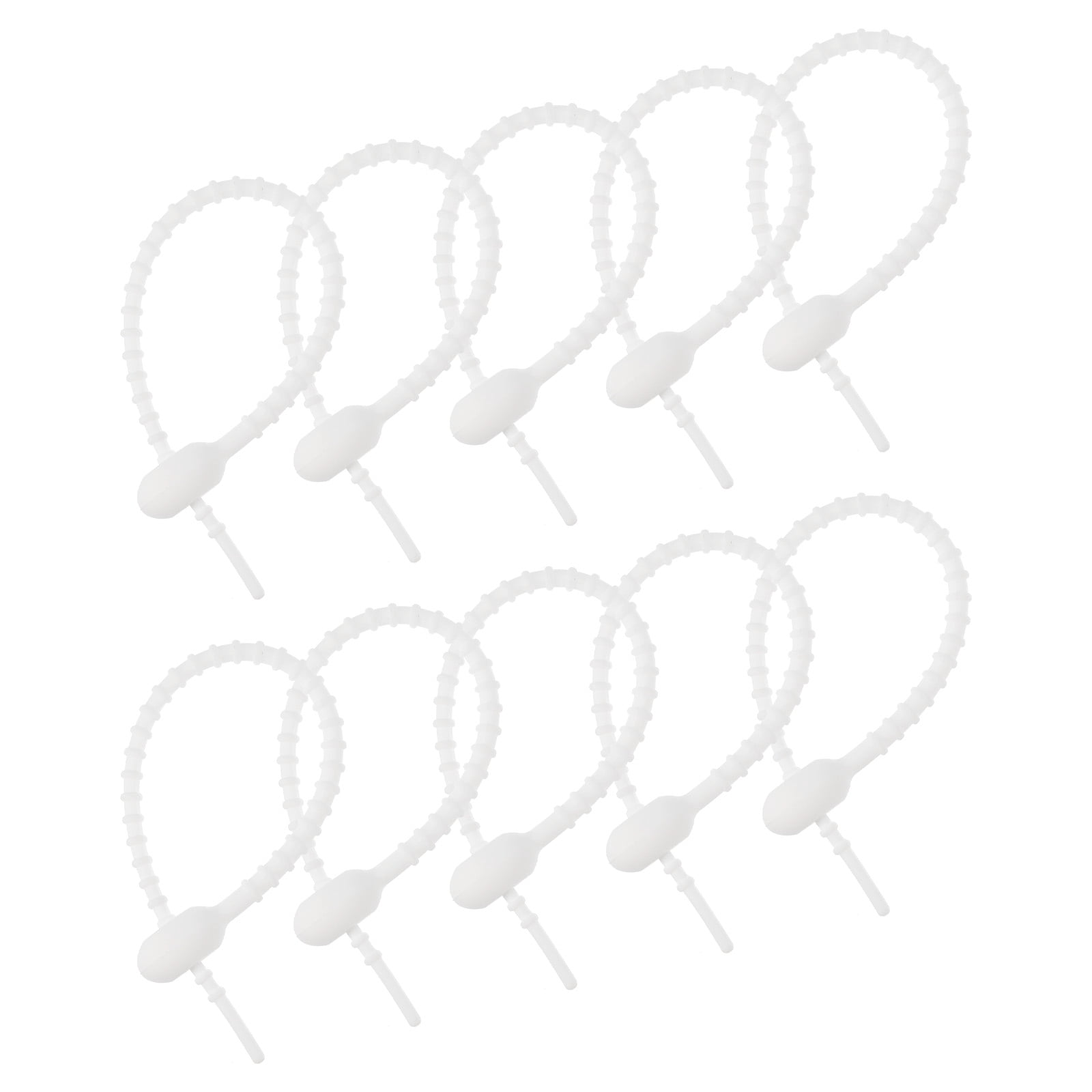12 Pack Reusable Zip Ties, 6 Inch Silicone Ties Bag Clips White ...