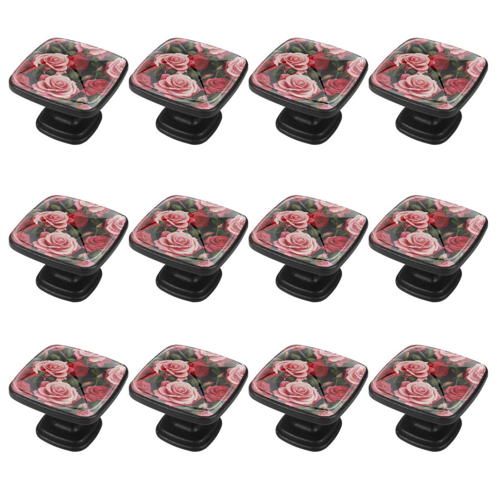 12 Pack Rose Square Cabinet Knobs Kitchen Cabinet Pulls Cupboard ...