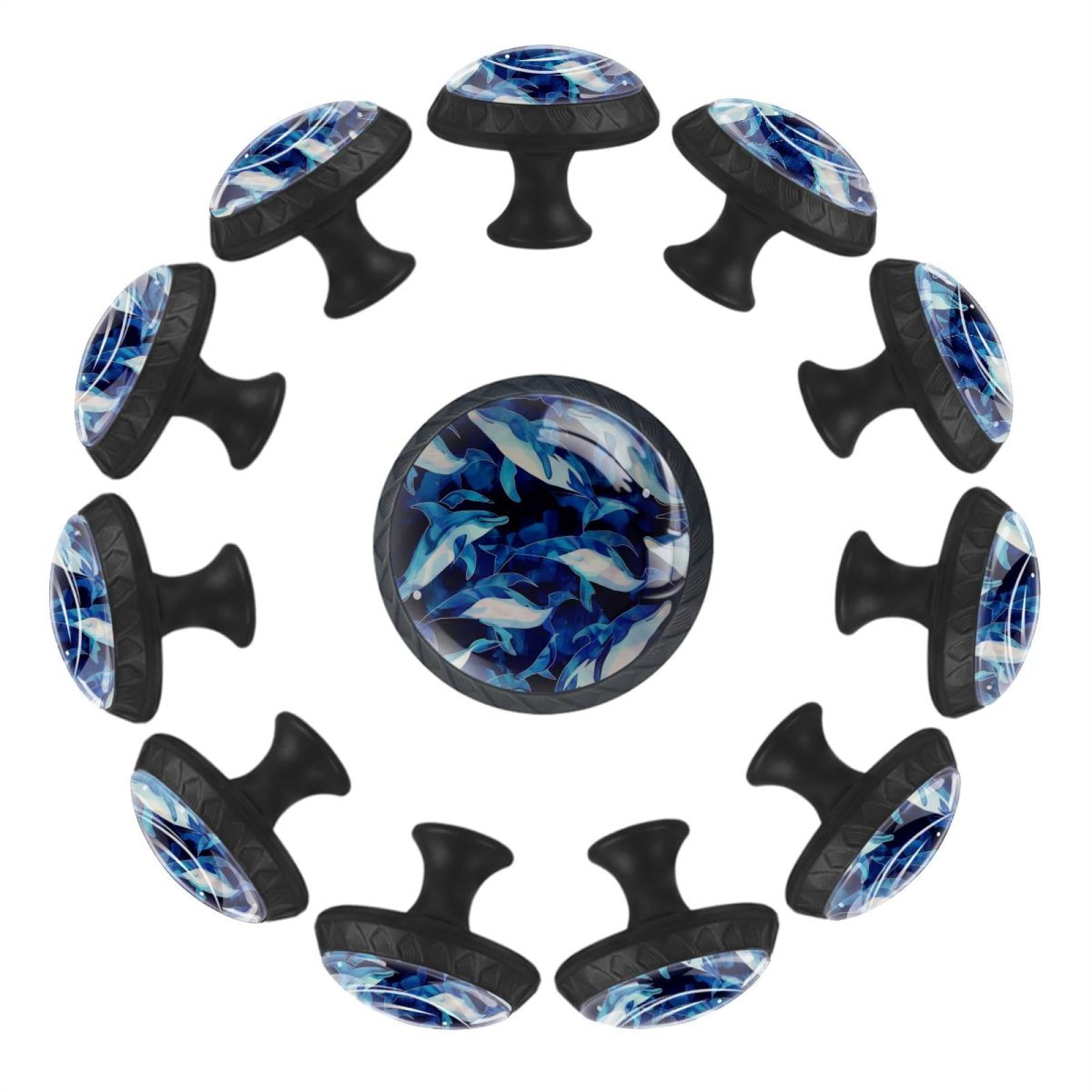 12 Pack Round Glass Drawer Knobs For Kitchen Cabinet With Screws, Ocean ...