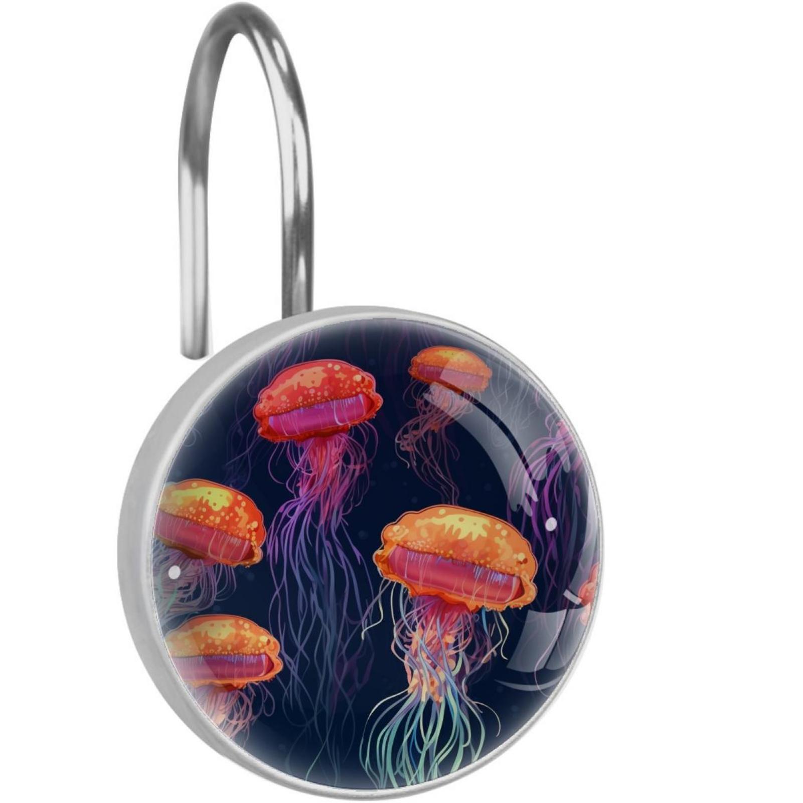 12 Pack Round Shower Curtain Hooks Crystal Glass Shower Rings Colorful ...